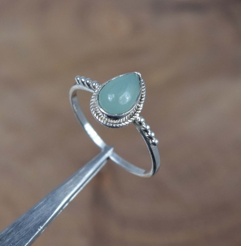 925 Solid Sterling Silver Aqua Chalcedony Ring-13 US W885 | eBay