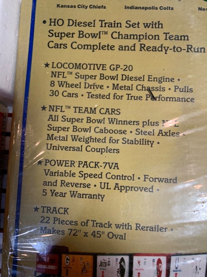 NFL Super Bowl Express Electric Train Set HO- Unopened Box Kansas ...