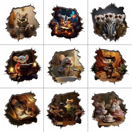 PVC Little Mice Decals Home Decoration 3D Rat Hole Wall Sticker | eBay