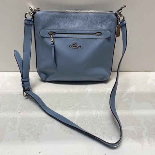Coach Light Blue Pebbled Leather Shoulder Bag | eBay