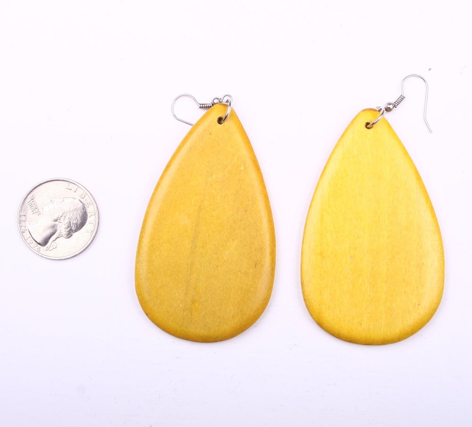 Natural Wood Round Disk Tear Drop Round w/hole Dangling Fashion ...