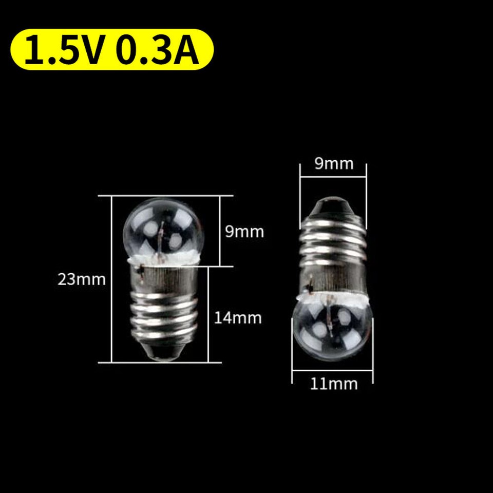 Miniature Lamp Light Bulb 1.5V 2.5V 3.8V 6V 12V E10 Screw Base Small ...