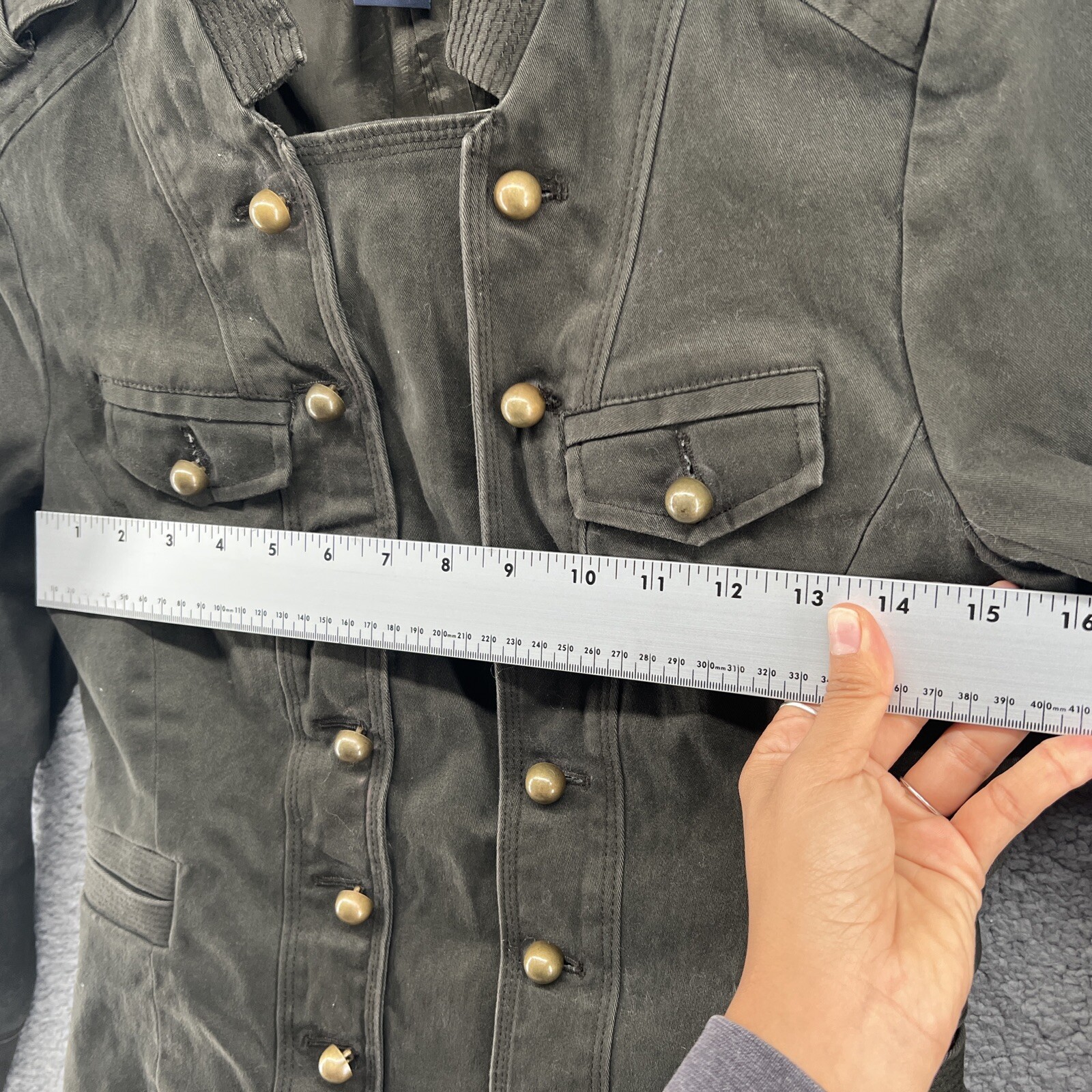 Boston Proper Army Green Military Jacket Size 8 Epaul… - Gem