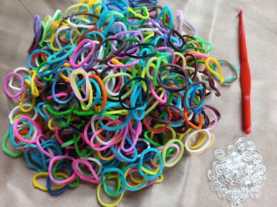 600pcs Mixed / Plain Colours Loom Band Rubber Refill S-clips Charms DIY ...