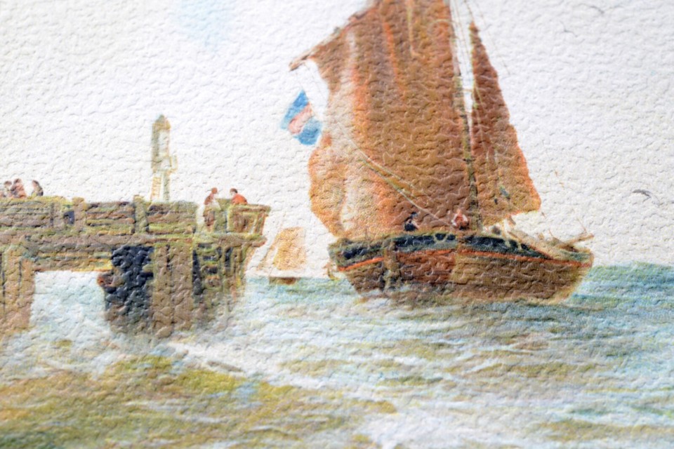 Sailing boats by French Coast mixed media Miniature Stippling Painting ...