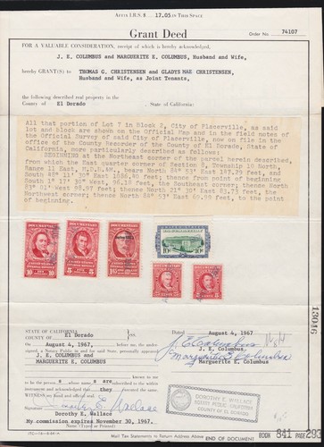 US R766, R765, R635, R662, R658, R734 Documentary Stamps on Deed ...