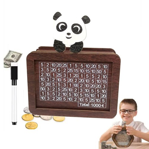 Cartoon Panda Money Saving Challenge Box Piggy Bank for Adults Children ...
