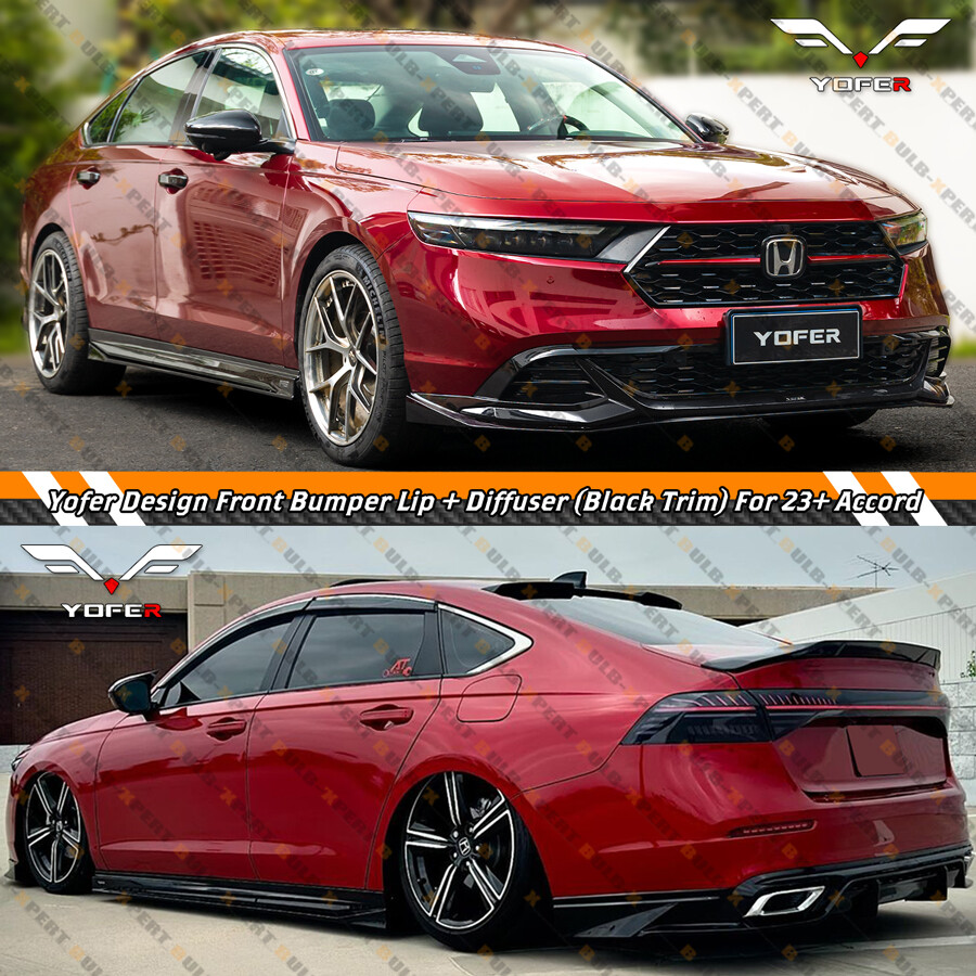 For 2023-2025 Honda Accord 11Th Yofer Gloss Black Front Bumper Lip + Rear Diffuser | Direct ...