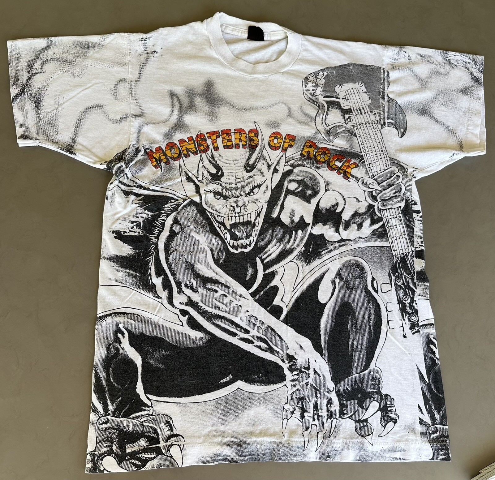 1991 Monsters Of Rock Single Stitch White All Over Pr… - Gem