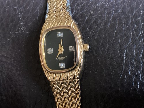 Vtg 1980s Xavier Masterpiece Diamond Women's Quartz Watch Goldtone ...