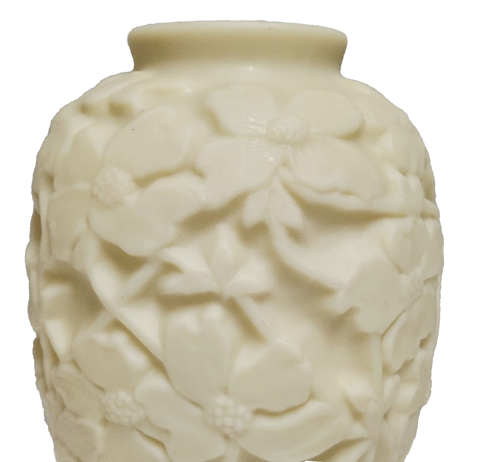 Phoenix Consolidated Glass Cream Color Wild Rose Pattern Vase Matte ...