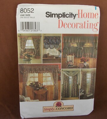 Simplicity Window Treatments Uncut Pattern 8052 | eBay