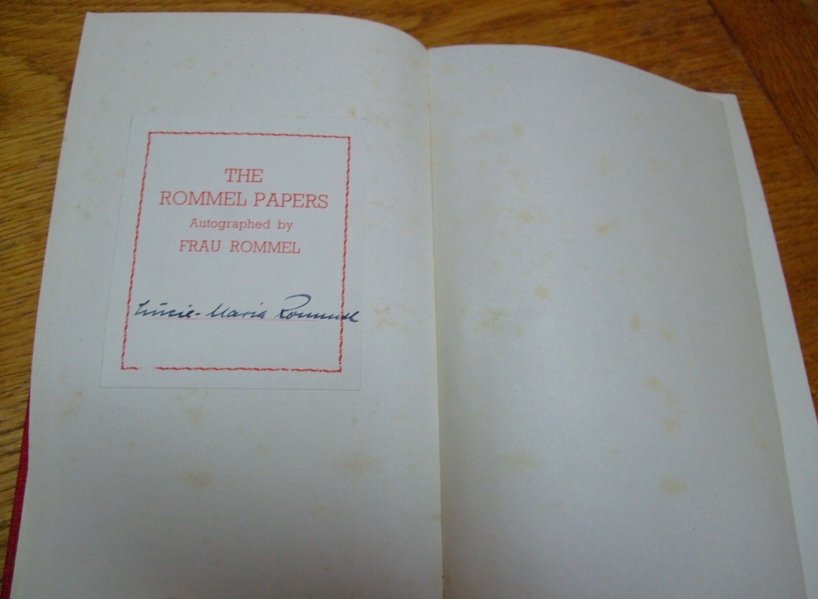 LIDDELL HART-THE ROMMEL PAPERS-SIGNED FRAU ROMMEL-1ST-1953-HB-G-COLLINS ...