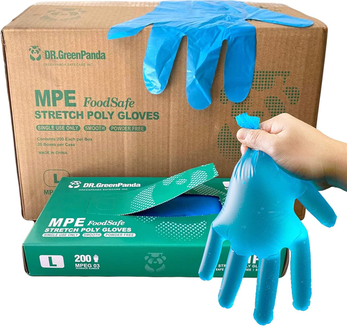 Blue MPE Disposable Stretch Poly Food Prep Gloves PE Plastic Food ...