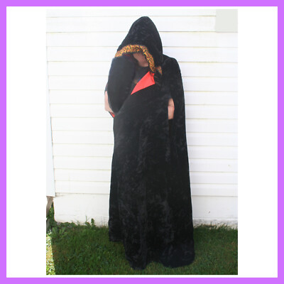 Hooded Cloak Black/Orange Velvet / Silky Lined Heavy Duty 2XX | eBay