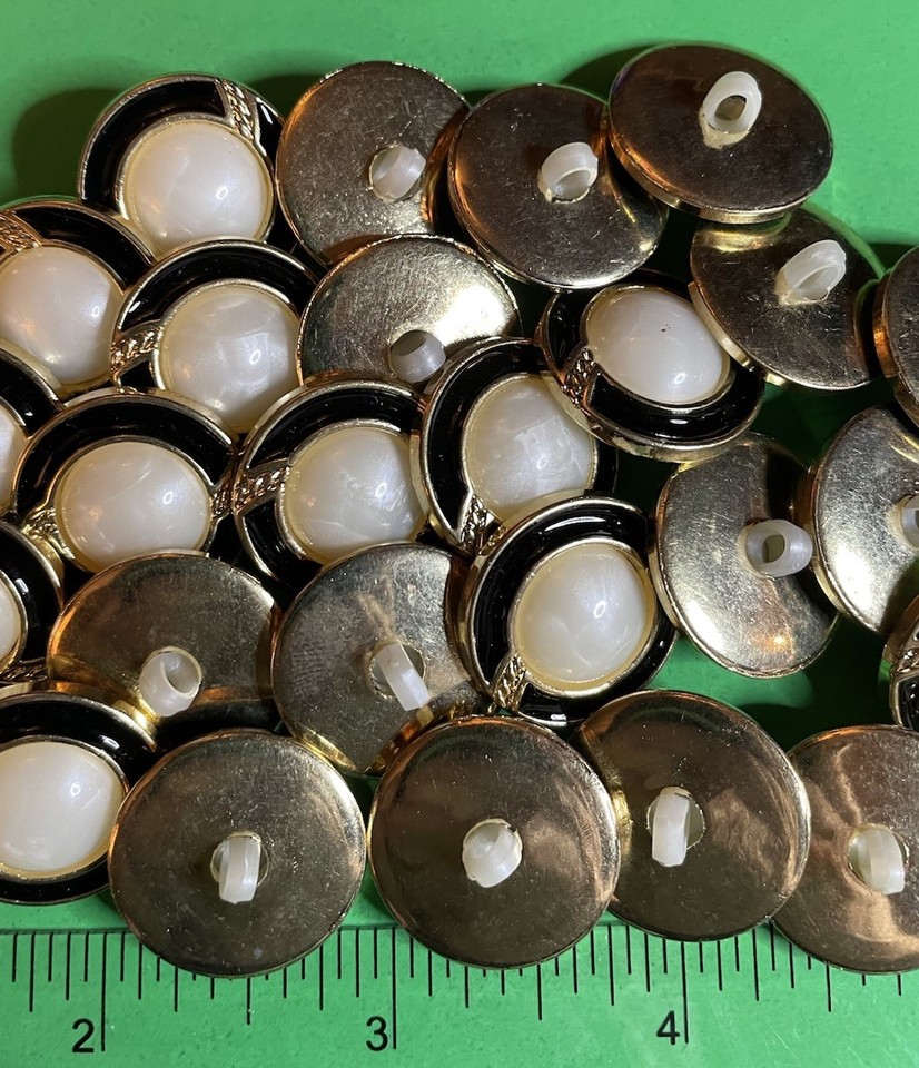 (25) NEW 7/8” BLACK WHITE GOLD PLASTIC SHANK SNAP-TOGETHER BUTTONS-F1 ...