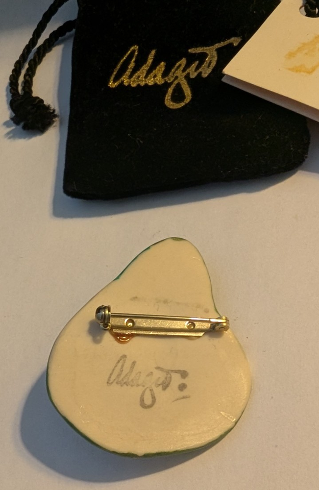 Vtg Adagio Jester Face Brooch Porcelain Hand Painted Swarovski Crystals ...