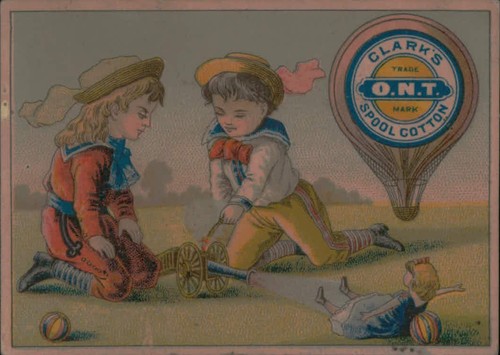 Vintage Trade Card Clarks Thread Kids Playing with toys Cannon Doll | eBay