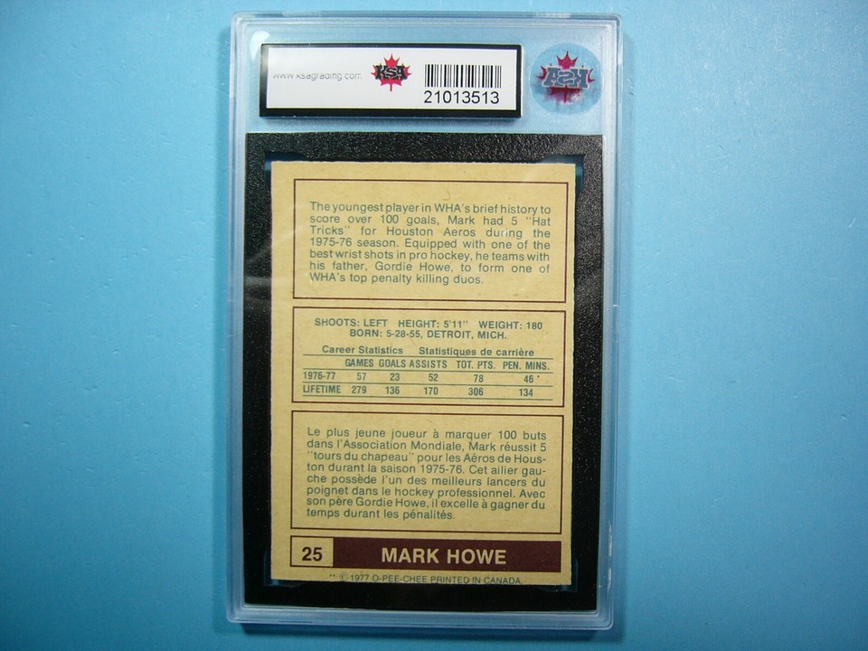 1977/78 O-PEE-CHEE WHA HOCKEY CARD #25 MARK HOWE KSA 8.5 NM/MT+ SHARP+ ...