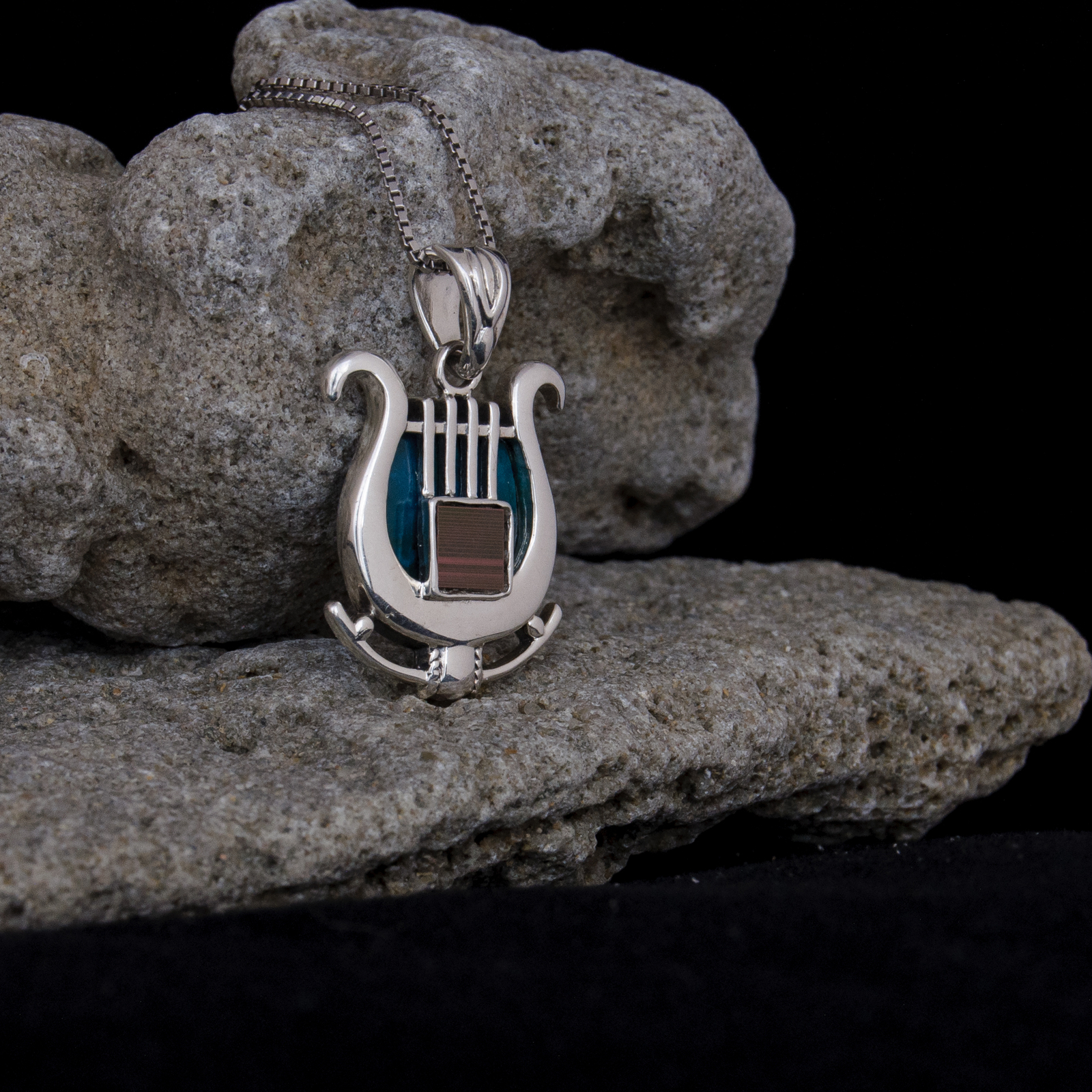 Pendant King David's Harp Sterling Silver Nano Sim Old Jewish Bible ...