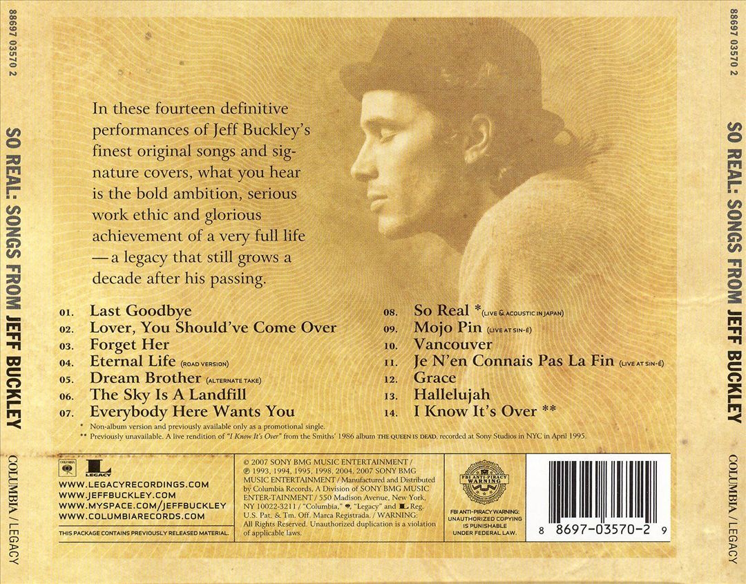 JEFF BUCKLEY SO REAL: SONGS FROM JEFF BUCKLEY NEW CD 886970357029| eBay