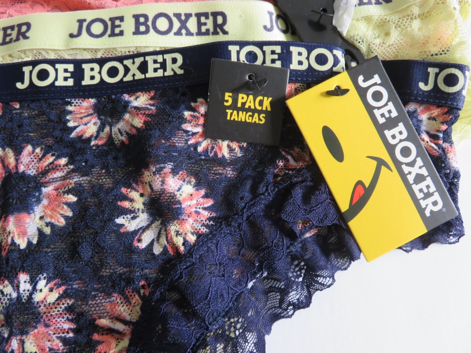 Joe Boxer Women's 5 Pair Pack Lace Detail Tangas Fit Panties Size L ...