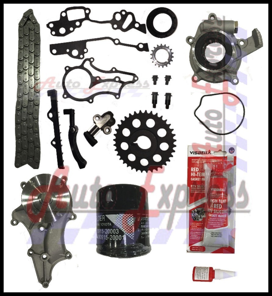 Water Pump Oil Pump Timing Chain Silicone Oil Filter Fits Toyota 2.4L ...