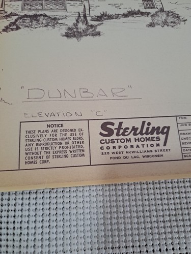 Vtg 1972 Architectural History Dunbar House Plan Blue Prints 4 Sheets ...