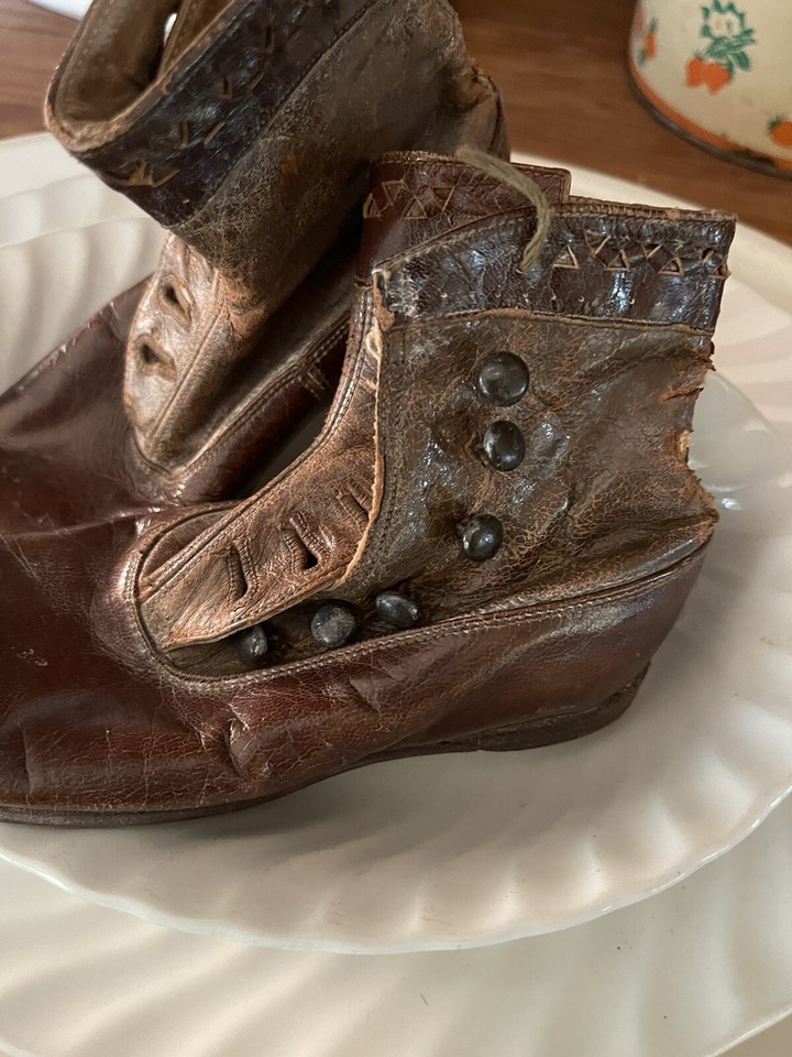 Antique Kids Edwardian Boots Leather VICTORIAN | eBay