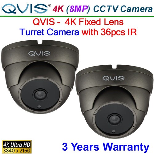 QVIS - 4K (8MP) Fixed Lens Turret CCTV Camera with 36pcs IR (Grey) 4K ...
