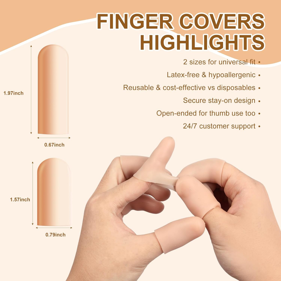 Gel Finger Cots 20Pcs -Reusable Silicone Finger & Thumb GuardsFlexible ...