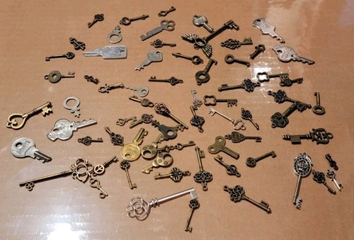 Lot of Skeleton Keys Barrel Flat Teeth Metal Brass Lock Clock Door ...