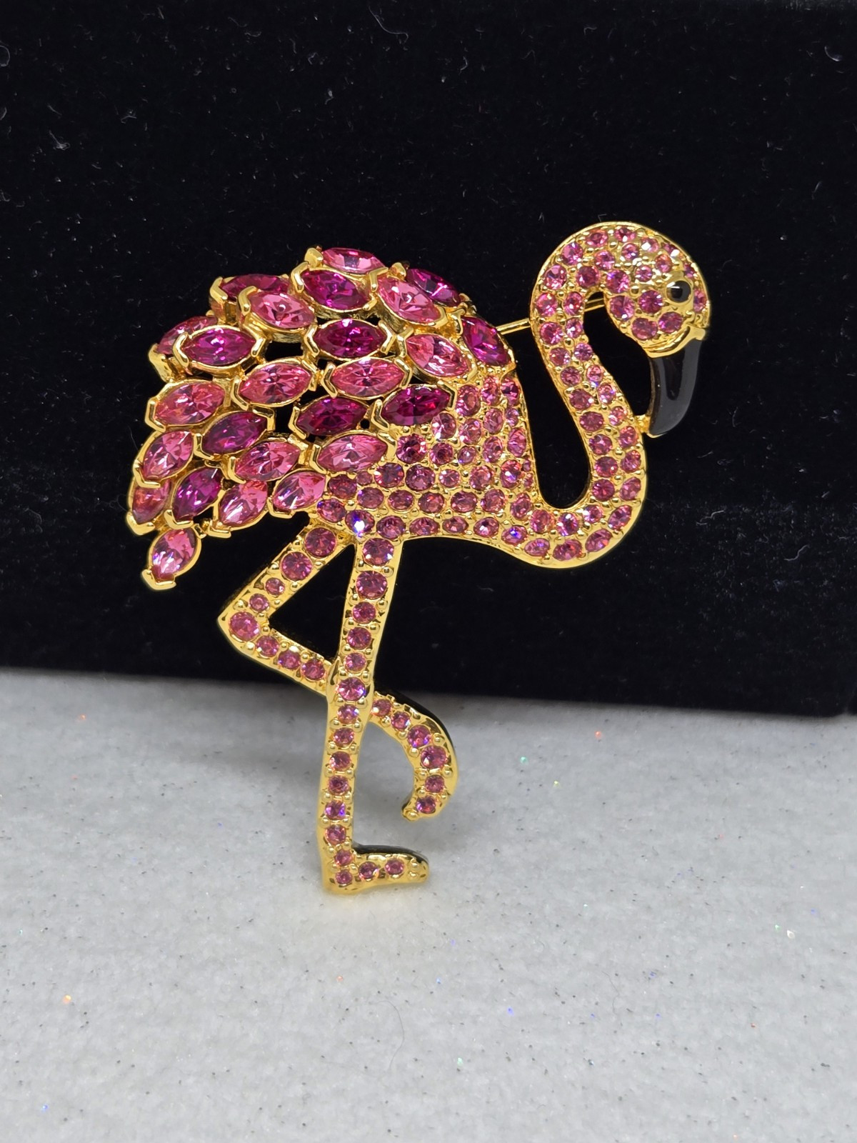 Vintage Nolan Miller Pink Flamingo Rhinestone Brooch … - Gem