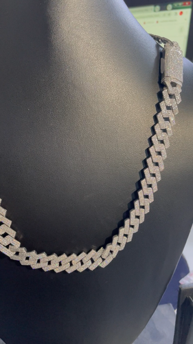 9 ct Moissanite Men's 12mm x 22 inch Cuban Link Necklace 925 Silver | eBay