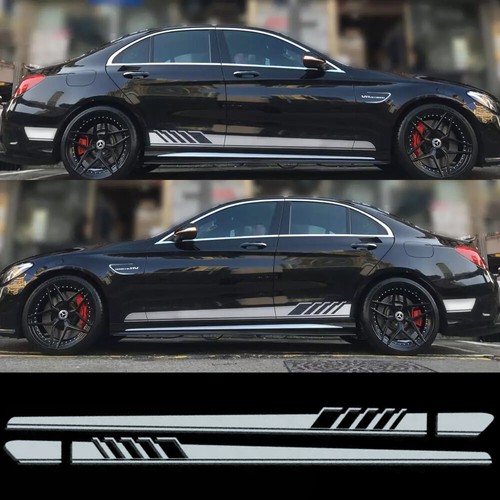 Silver Side Skirt Stripes Decal Racing Trim for Mercedes Benz W205 S205 ...