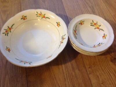 Vintage JAS Broadhurst MIMOSA large Serving Dish & 6 bowls orange ...