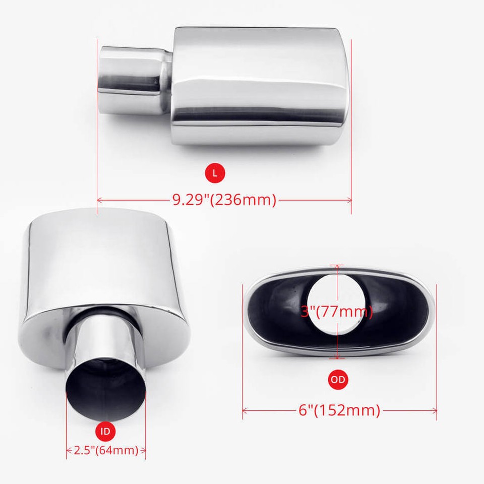 6 inch Wide 3 inch Height Oval Outlet 2 1/2 Inlet Stainless Steel ...