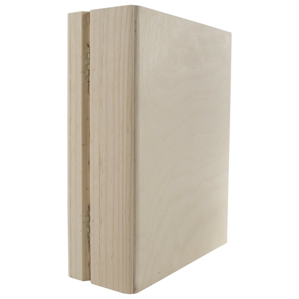 Large Plain Wooden Book Shaped Box Case/ Wood Trinket Storage Decoupage ...