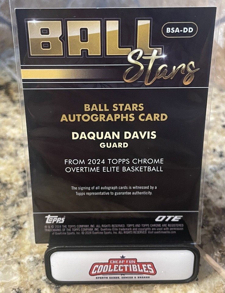 2023-24 Topps Chrome Overtime Elite OTE Daquan Davis Ball Stars ...