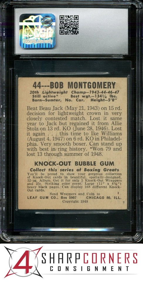 1948 LEAF KNOCK-OUT BUBBLE GUM #44 BOB MONTGOMERY HOF CSG 5 | eBay