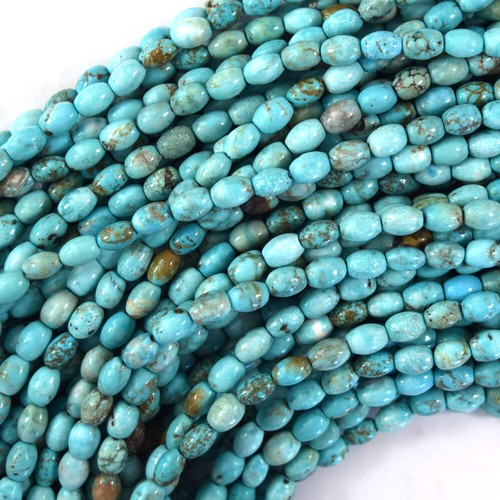4x6mm brown matrix blue turquoise rice beads 15.5" strand 9009650362989 ...