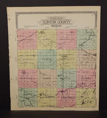 Michigan Clinton County Map 1915 K17#56 | eBay