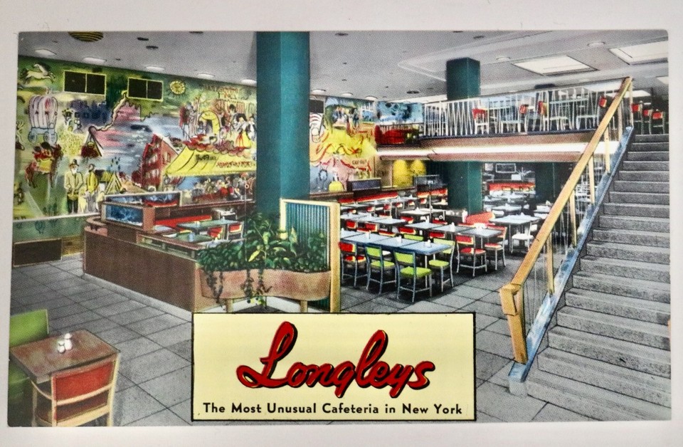 Longley's Cafeteria New York vintage souvenir packet post card Bickford ...