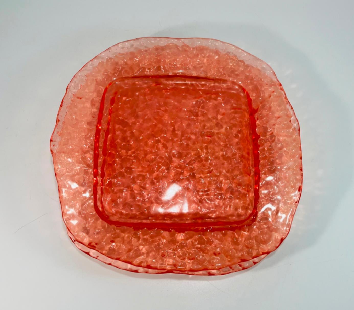 Set of 2 Pier 1 Pink Glass Square Salad Dessert Plates 8" | eBay