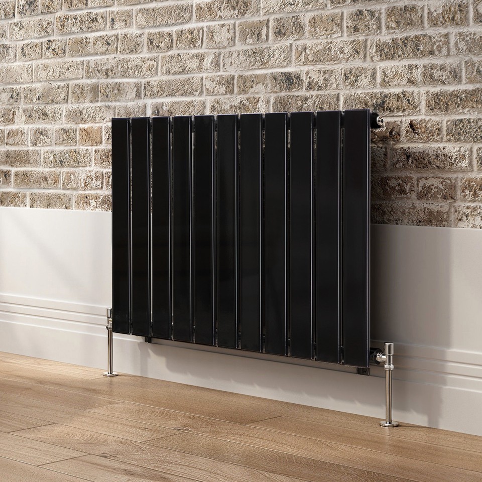 New Black Flat Panel Designer Radiators Central Heating + Free Angled ...