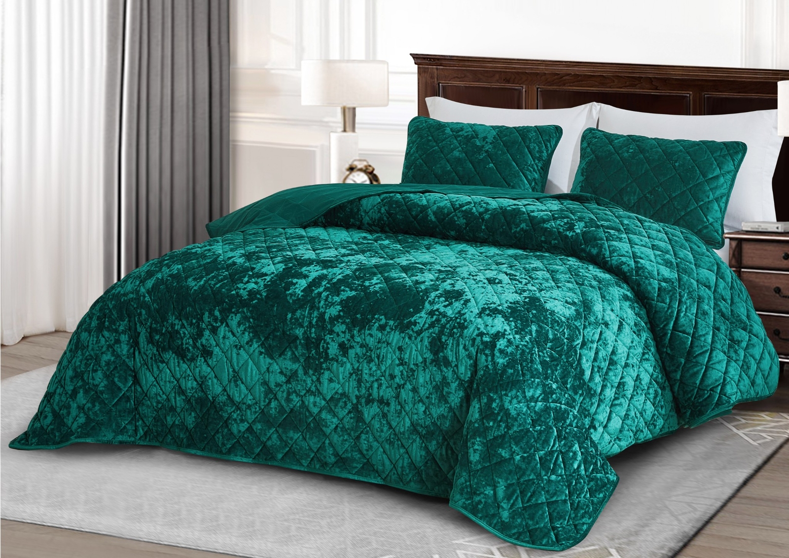 Chezmoi Collection Lux 3-Piece Diamond Stitch Plush Distressed Velvet ...