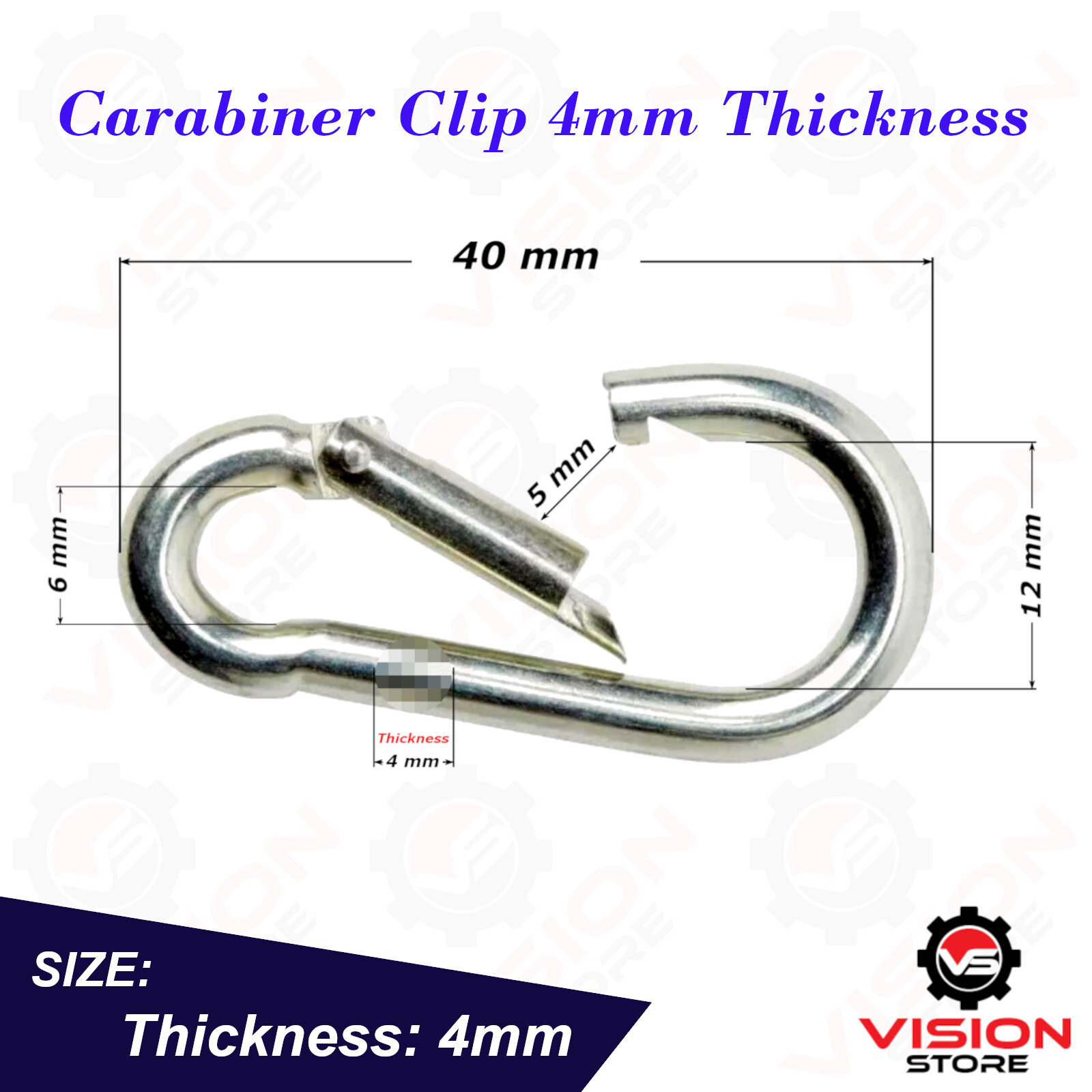 Carabiner Clip Snap Hook Spring Loaded Galvanised Carbine Carabina ...