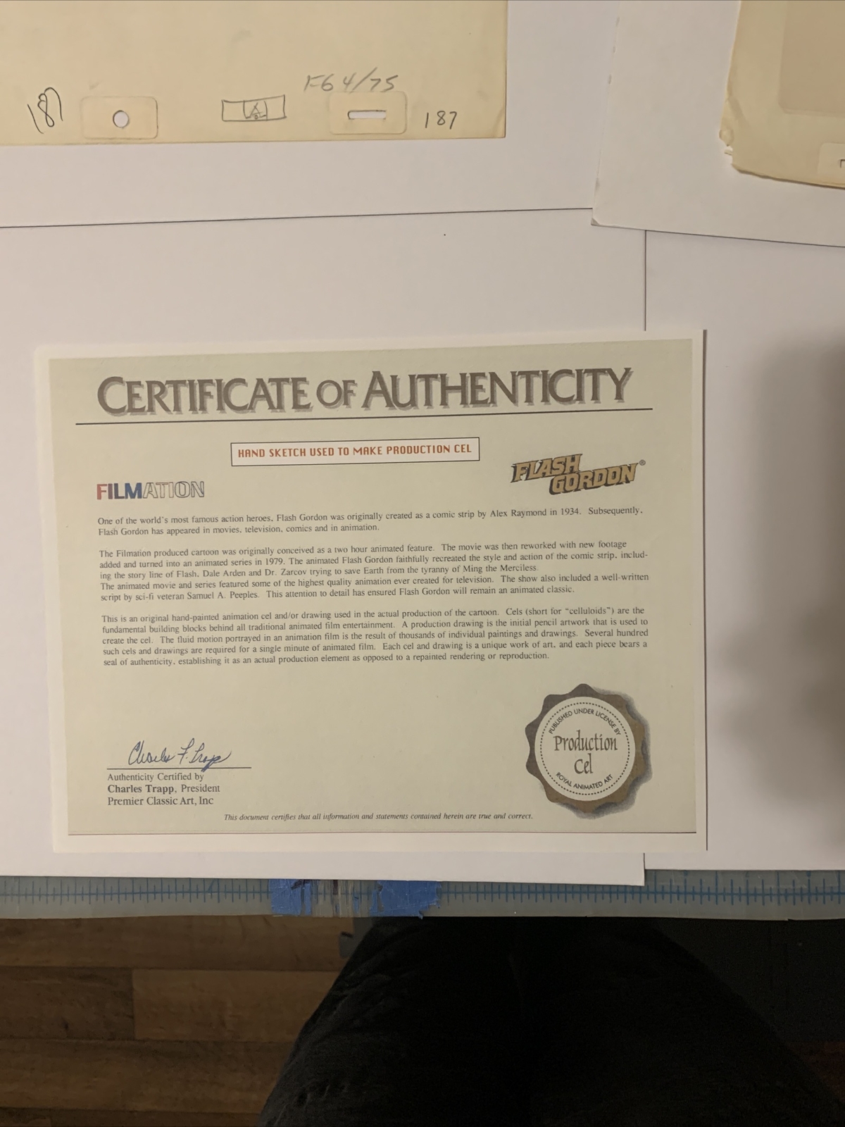 Flash Gordon Filmation Production Animation Cel Lot Folder Coa Drawing ...