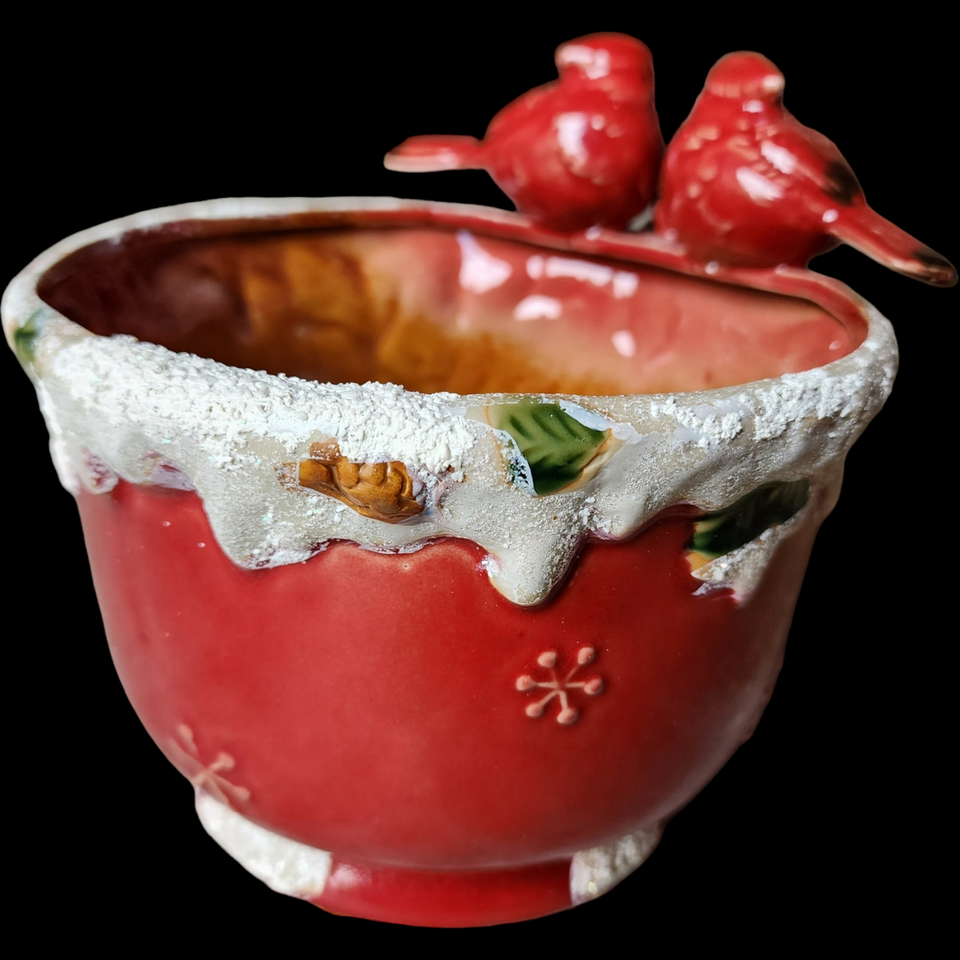 Vintage Robin Red Bird Ceramic Planter | eBay