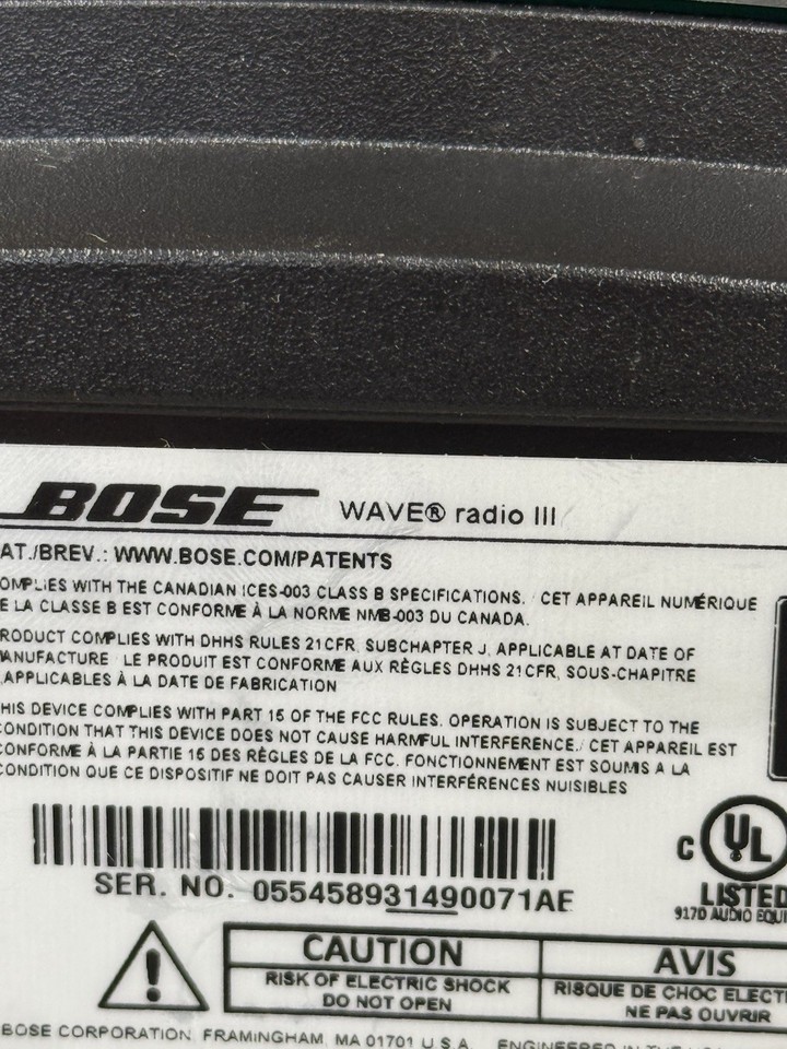 BOSE Wave Radio III AM/FM Radio Player Black Gray w/Remote Tested | eBay